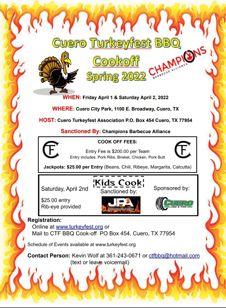 Cuero Turkeyfest BBQ Spring Cookoff 2022 - Cuero Chamber of Commerce